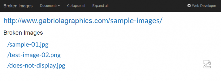 Broken Images on Web Pages: Web Developer Browser Tools | Gabriola Graphics